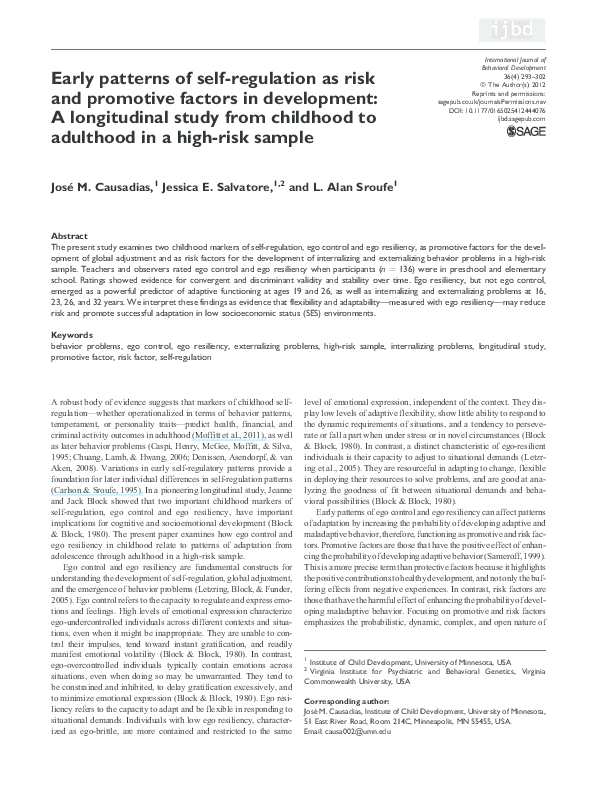 (PDF) Early patterns of self-regulation as risk and promotive factors ...