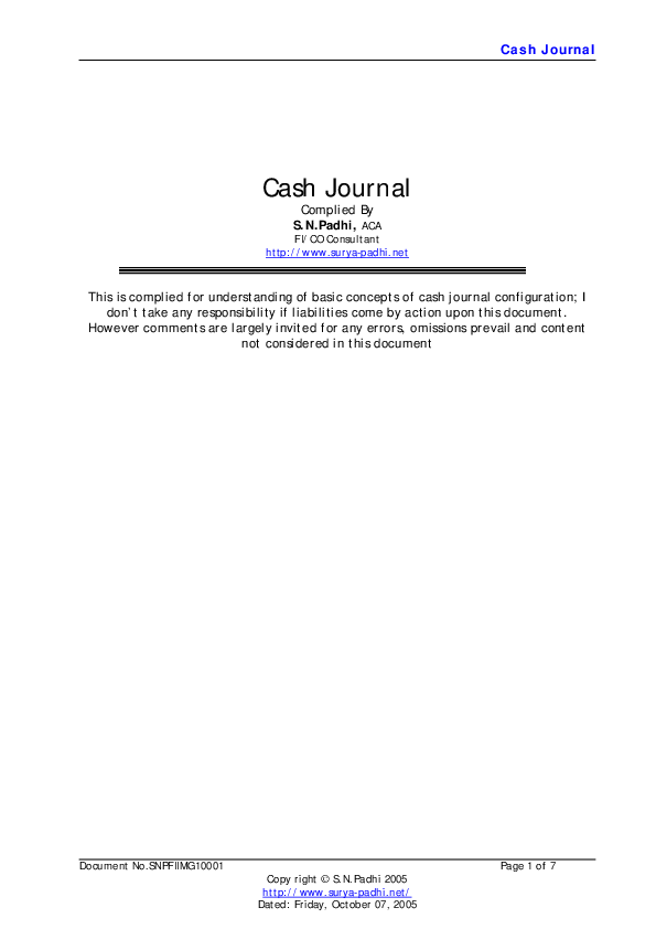 (PDF) Cash journal