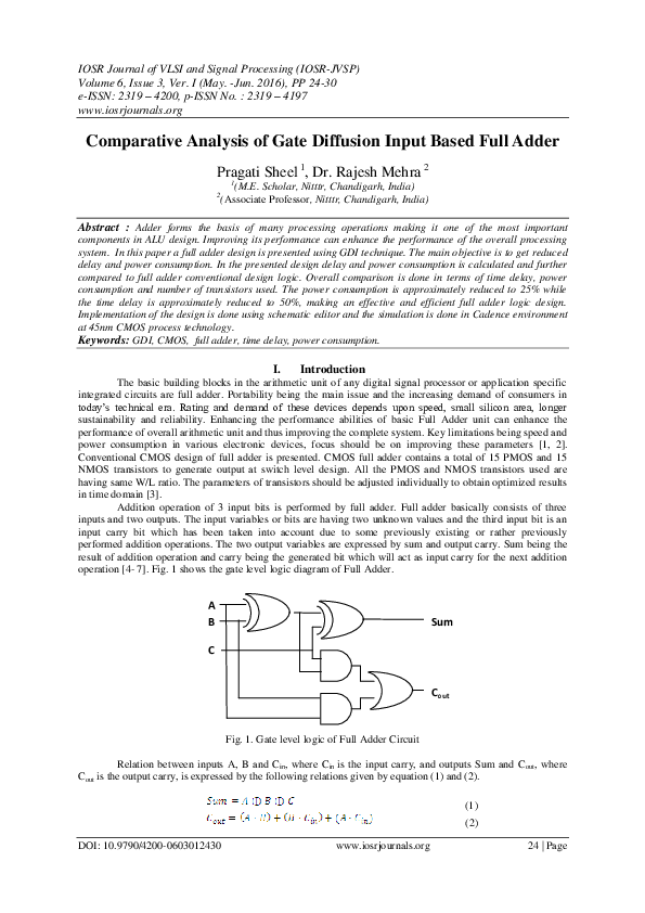 Pdf Comparative Analysis Of Gate Diffusion Input Based Full Adder