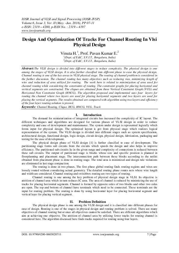 (PDF) Design And Optimization Of Tracks For Channel Routing In Vlsi ...