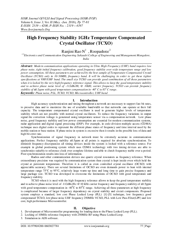 (PDF) High Frequency Stability 1GHz Temperature Compensated Crystal ...
