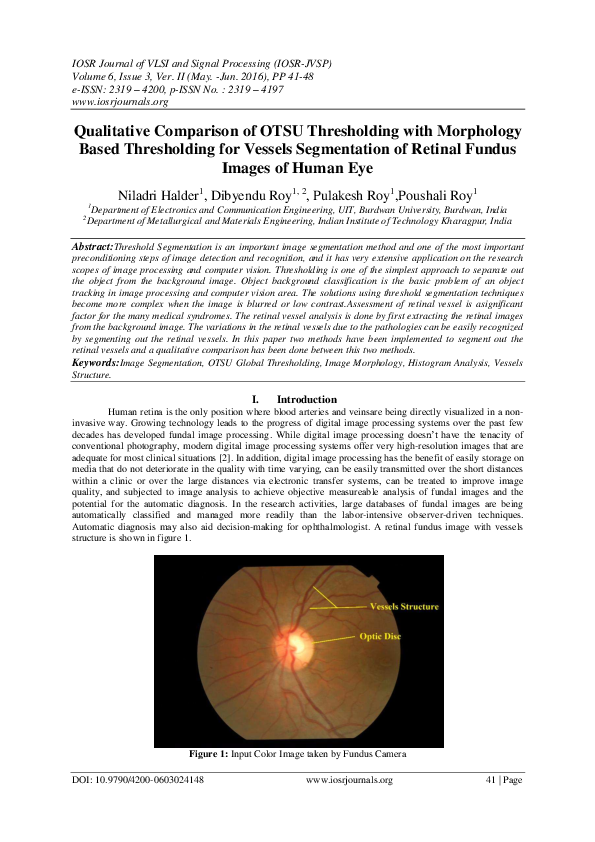 Pdf Qualitative Comparison Of Otsu Thresholding With Morphology Based