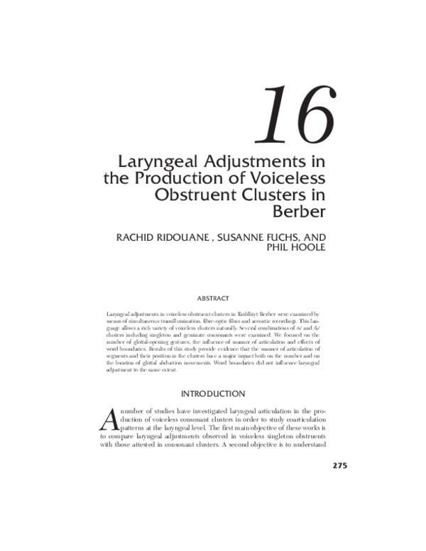 (PDF) Laryngeal Adjustments in the Production of Voiceless Obstruent ...