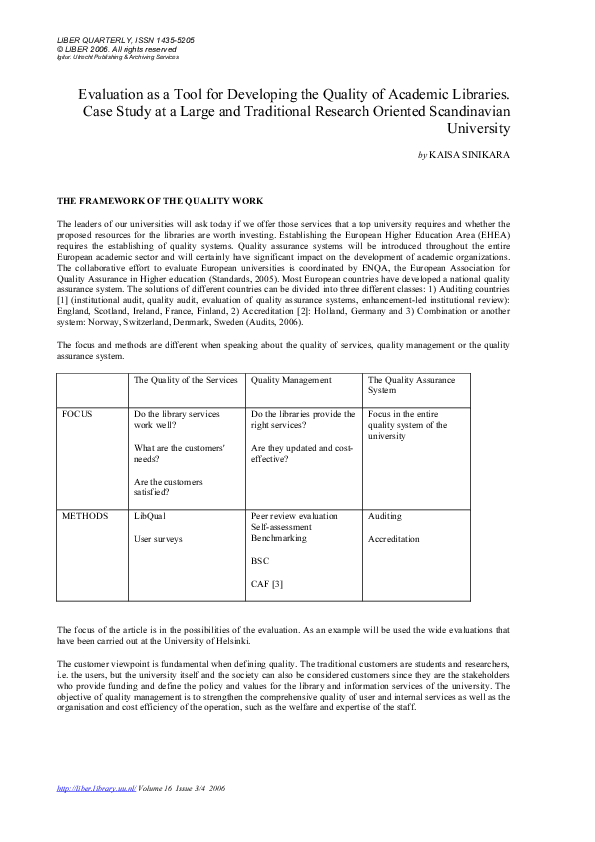 (PDF) Evaluation as a Tool for Developing the Quality of Academic ...