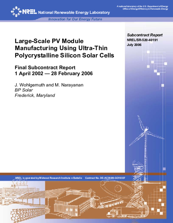 (PDF) Large-scale PV module manufacturing using ultra-thin polycrystalline silicon solar cells