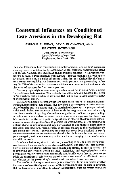 (PDF) Contextual Influences on Conditioned Taste Aversions in the ...