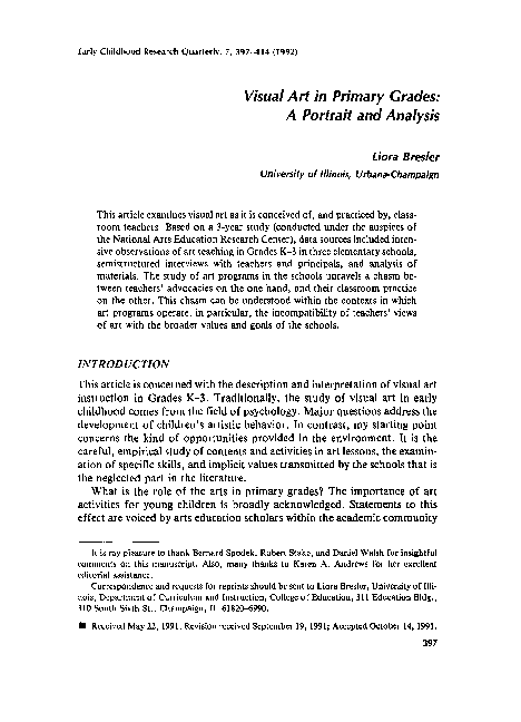 (PDF) Visual art in primary grades: A portrait and analysis