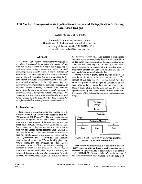 Pdf Test Vector Decompression Via Cyclical Scan Chains And Its Application To Testing Core