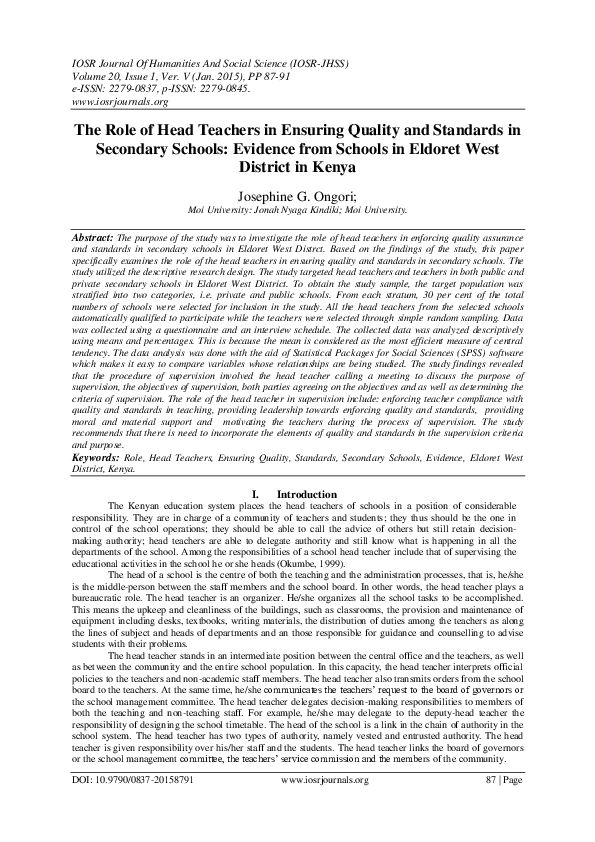 roles and responsibilities of school staff