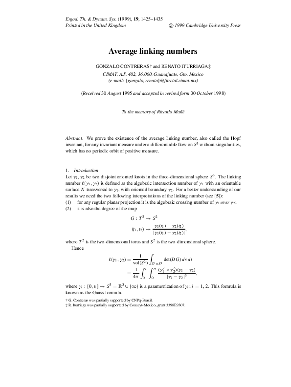 (PDF) Average linking numbers