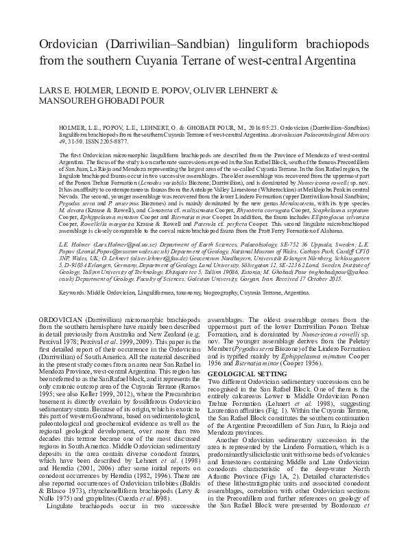 (PDF) Ordovician (Darriwilian–Sandbian) linguliform brachiopods from ...