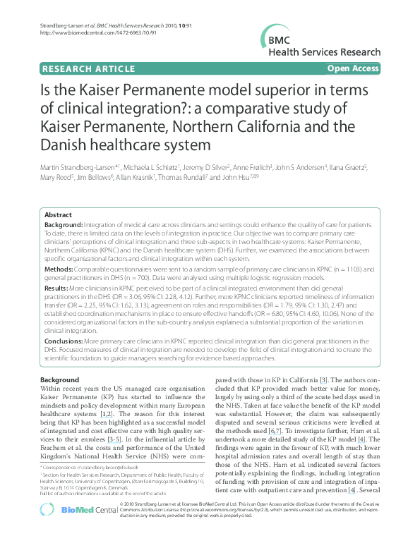 (PDF) Is the Kaiser Permanente model superior in terms of clinical ...