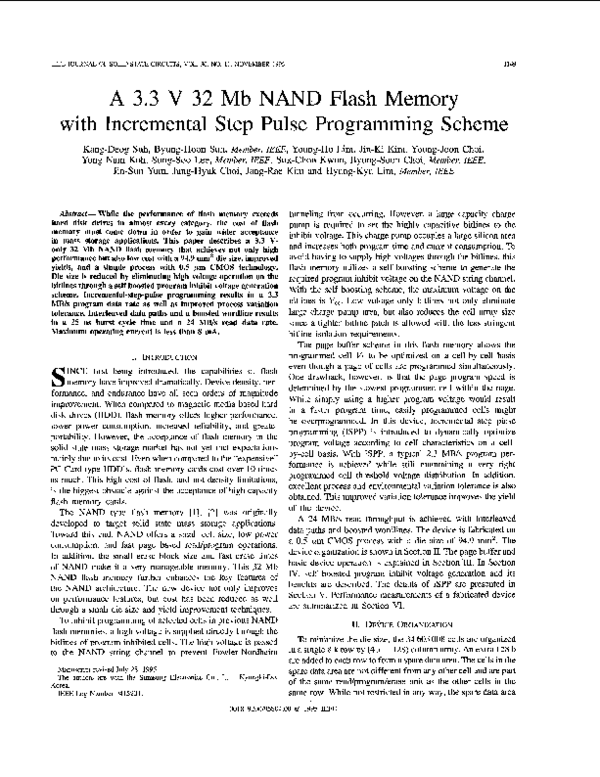 (PDF) A 3.3 V 32 Mb NAND flash memory with incremental step pulse programming scheme