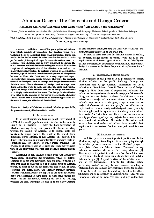 (PDF) Ablution Design: The Concepts and Design Criteria