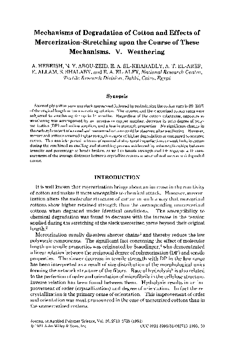 (PDF) Mechanisms of degradation of cotton and effects of mercerization ...