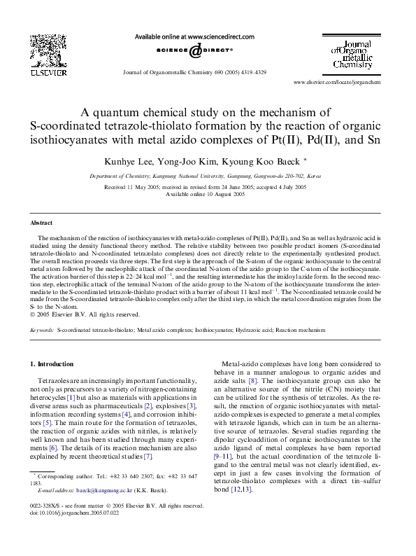 (PDF) A quantum chemical study on the mechanism of S-coordinated ...