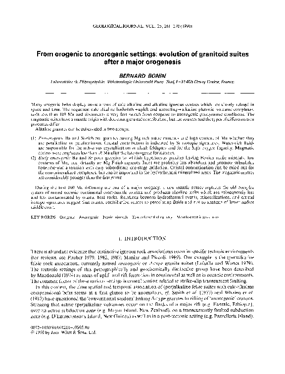 (PDF) From orogenic to anorogenic settings: Evolution of granitoid ...
