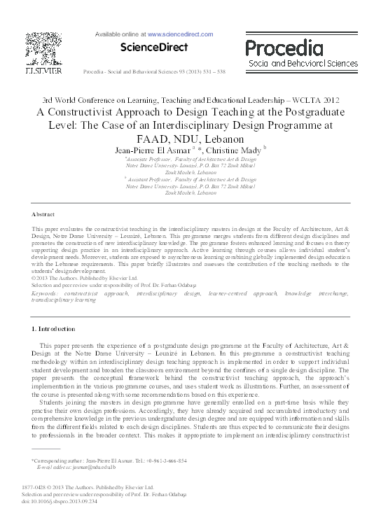 (PDF) A Constructivist Approach to Design Teaching at the Postgraduate ...