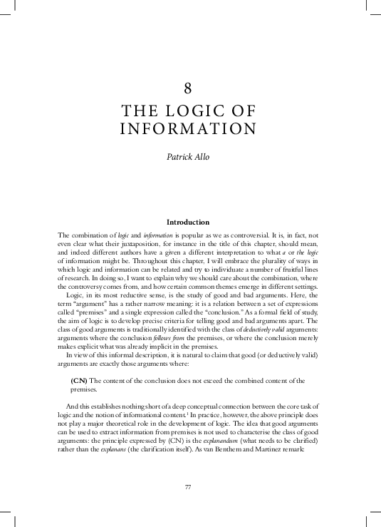 (PDF) The Logic of Information