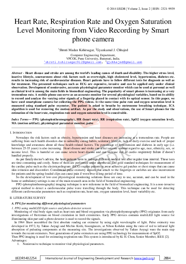 (PDF) Heart Rate, Respiration Rate and Oxygen Saturation Level ...
