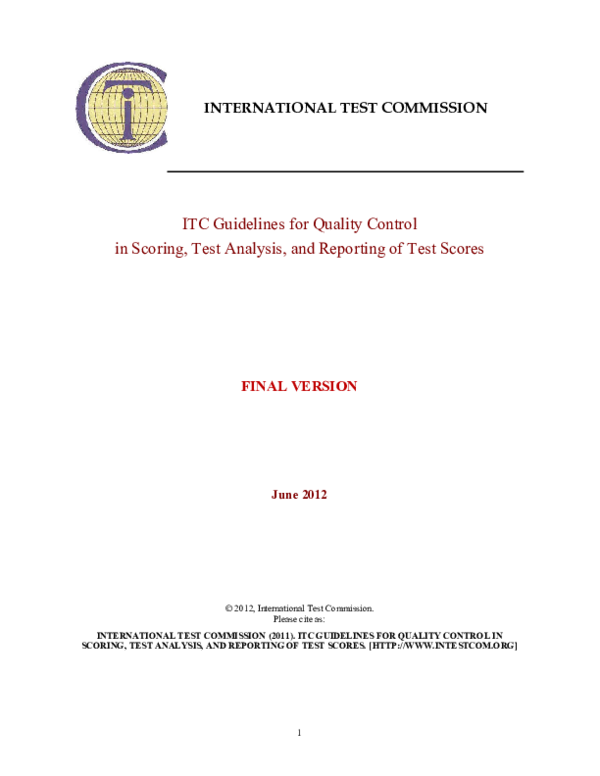 (PDF) ITC Guidelines on quality control in scoring, analysis and ...