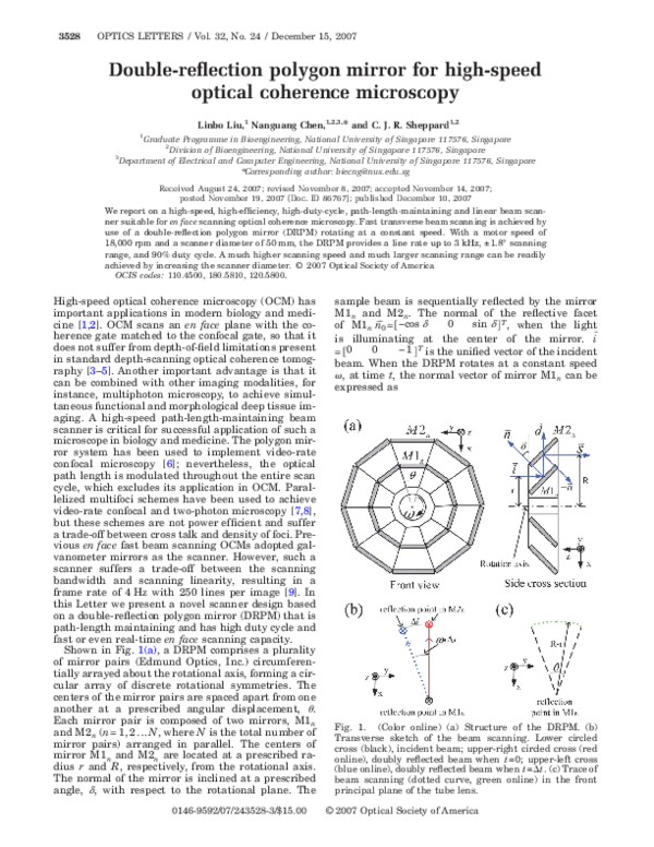 (PDF) Double-reflection polygon mirror for high-speed optical coherence ...