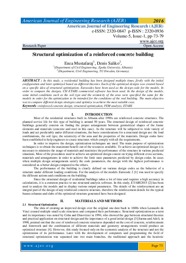 (PDF) Structural optimization of a reinforced concrete building