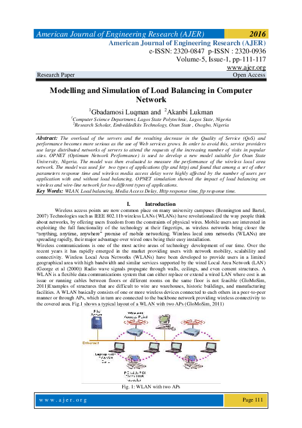 Pdf Modelling And Simulation Of Load Balancing In Computer Network