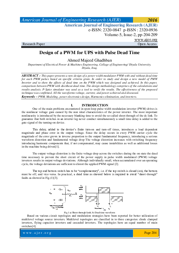 (PDF) Design of a PWM for UPS with Pulse Dead Time