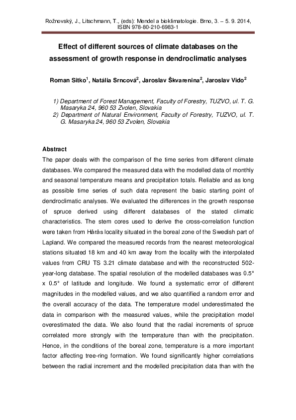 (PDF) Effect of different sources of climate databases on the ...
