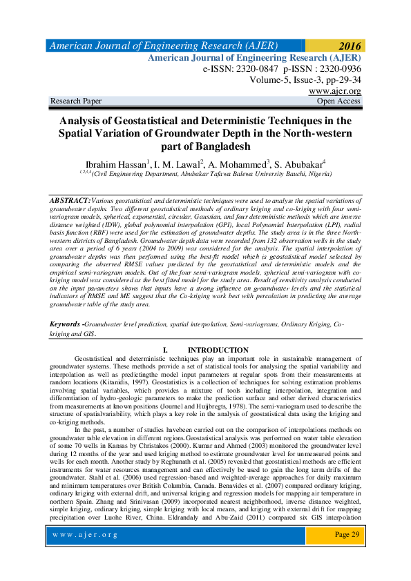 Pdf Analysis Of Geostatistical And Deterministic Techniques In The Spatial Variation Of