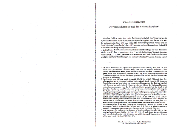 (PDF) Der 'Francofortanus' und die 'Epistula Sapphus'