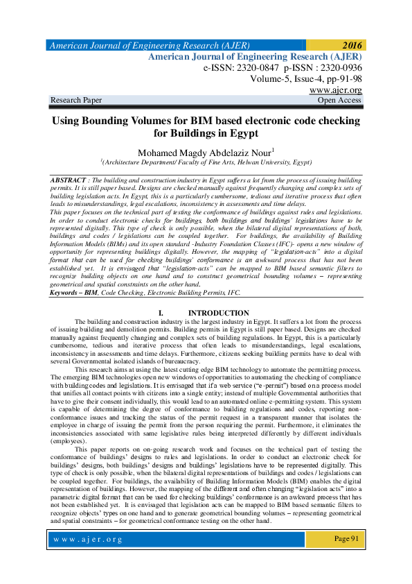 (PDF) Using Bounding Volumes for BIM based electronic code checking for Buildings in Egypt