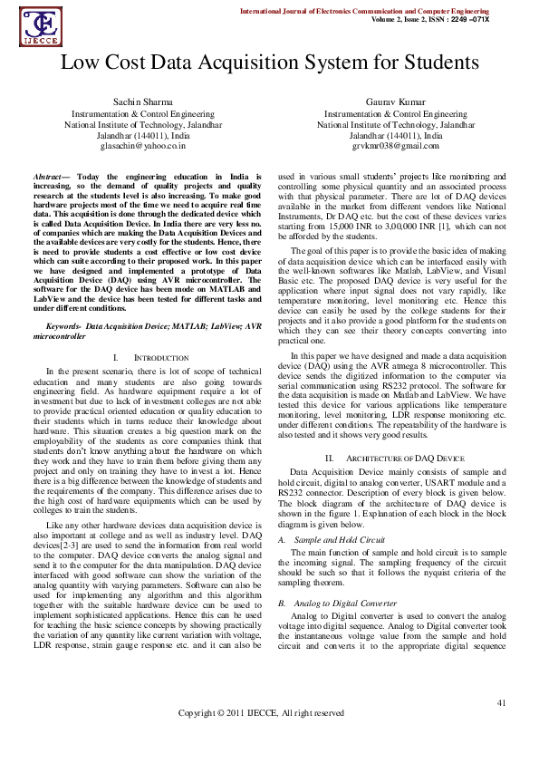 (PDF) Low Cost Data Acquisition System for Students