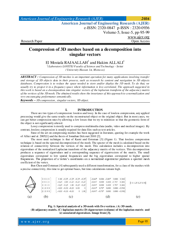 (PDF) Compression of 3D meshes based on a decomposition into singular vectors
