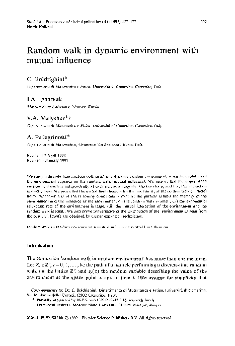 (PDF) Random walk in dynamic environment with mutual influence