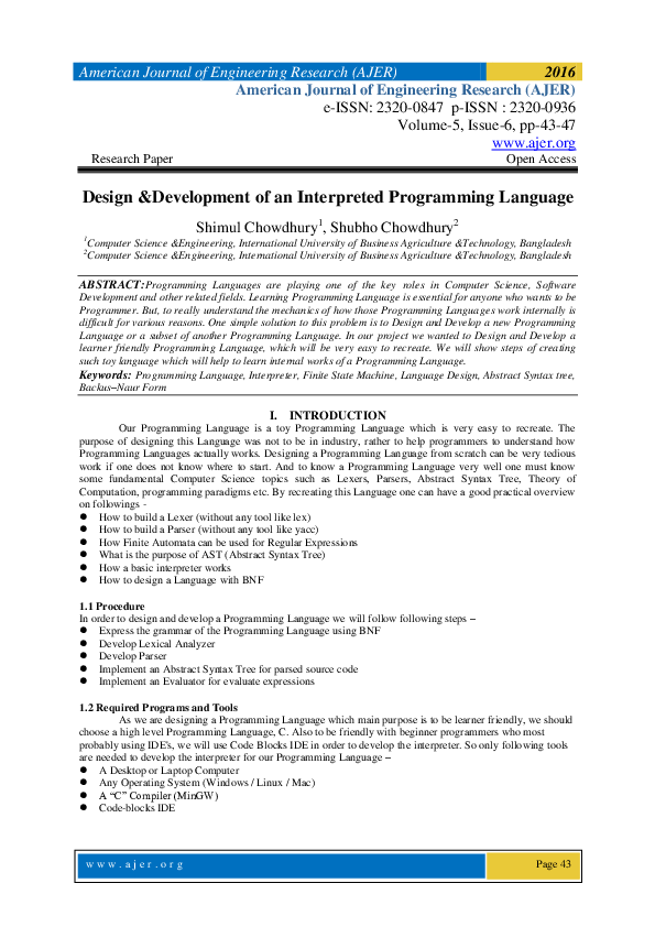 (PDF) Design &Development of an Interpreted Programming Language
