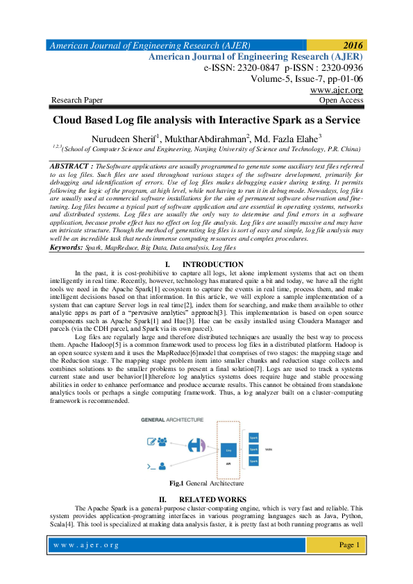 Pdf Cloud Based Log File Analysis With Interactive Spark As A Service