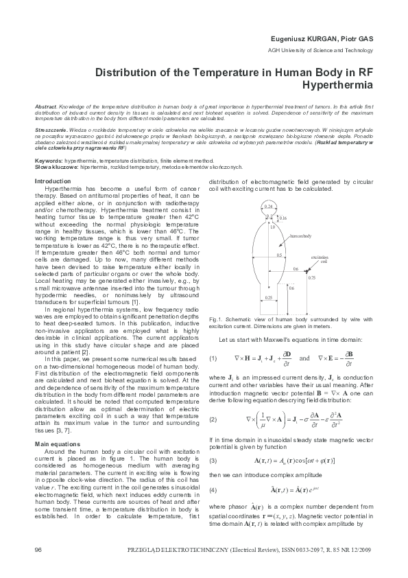(PDF) Distribution of the Temperature in Human Body in RF Hyperthermia