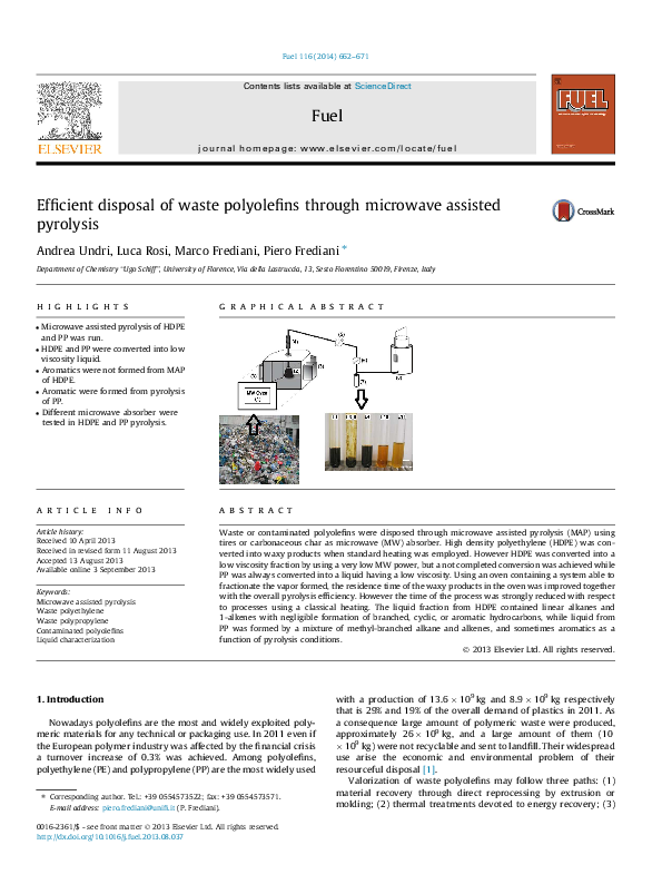 (PDF) Efficient disposal of waste polyolefins through microwave ...