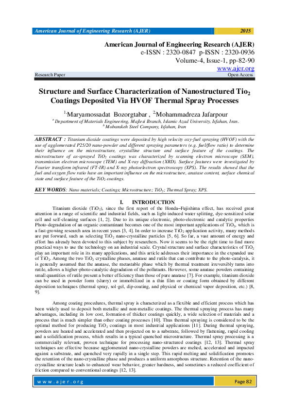 (PDF) Structure and Surface Characterization of Nanostructured Tio 2 Coatings Deposited Via HVOF ...
