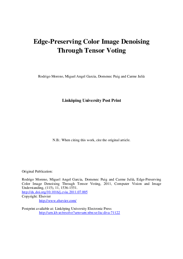 (PDF) Edge-preserving color image denoising through tensor voting