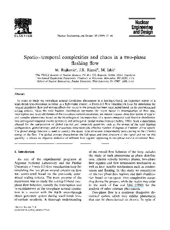 (PDF) Spatio-temporal complexities and chaos in a two-phase flashing flow