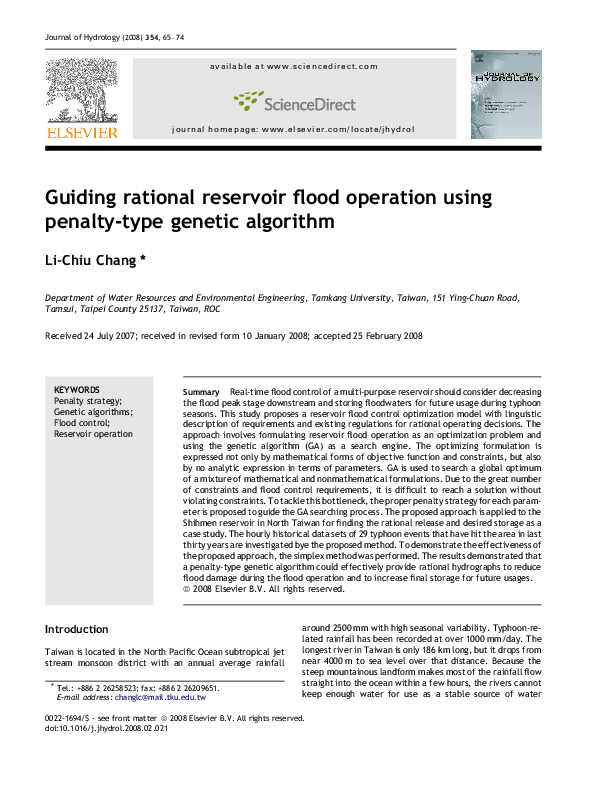 (PDF) Guiding rational reservoir flood operation using penalty-type genetic algorithm