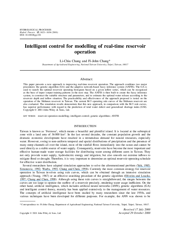 Pdf Intelligent Control For Modelling Of Real Time Reservoir Operation
