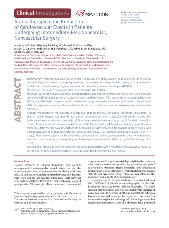 (PDF) Association between statin therapy and amputation-free survival ...