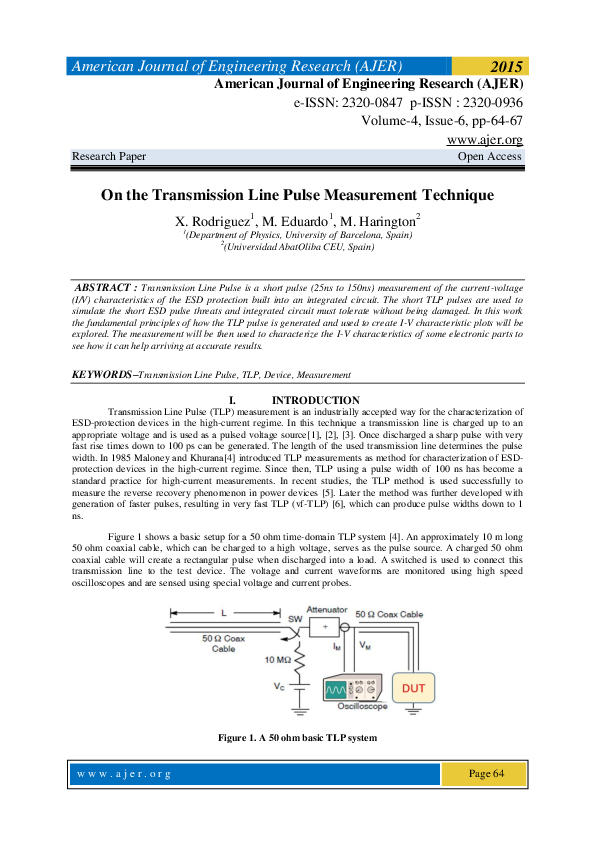 (PDF) On the Transmission Line Pulse Measurement Technique
