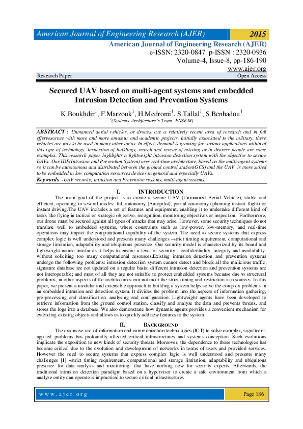 (PDF) Secured UAV based on multi-agent systems and embedded Intrusion Detection and Prevention ...