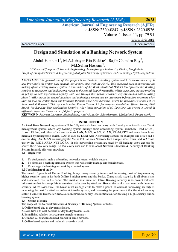 (PDF) Design and Simulation of a Banking Network System