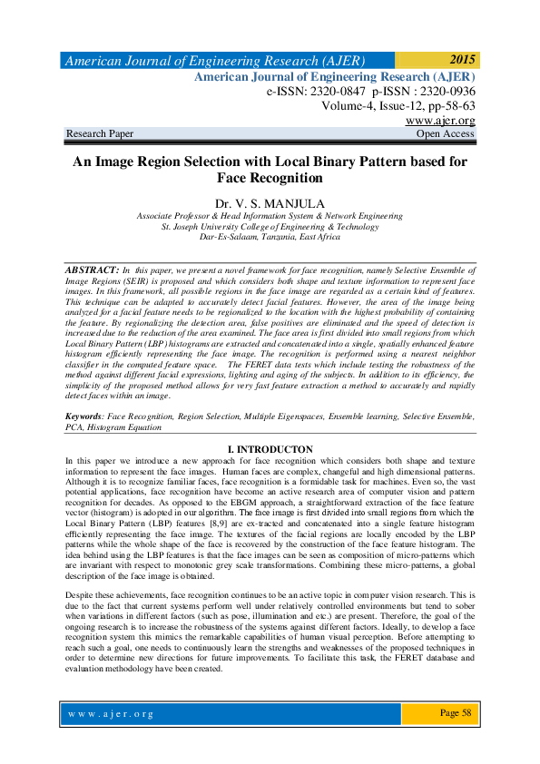 Pdf An Image Region Selection With Local Binary Pattern Based For